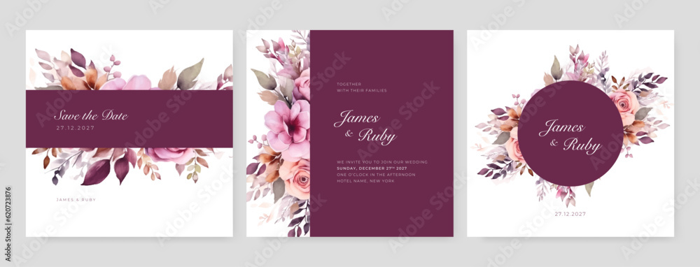 Wedding Invitation, save the date, thank you, rsvp card template ...