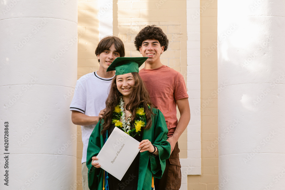 Graduation High School Teens Friends Portrait Stock Photo | Adobe Stock