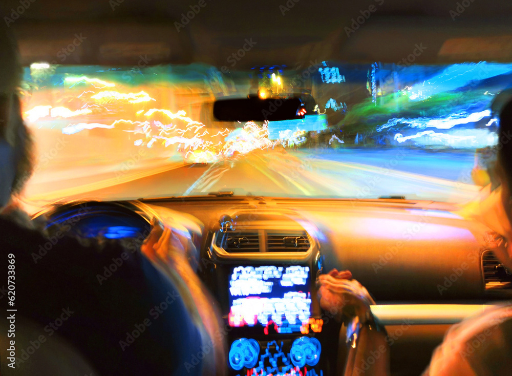 speed traffic light lines view from inside the car Stock Photo | Adobe ...