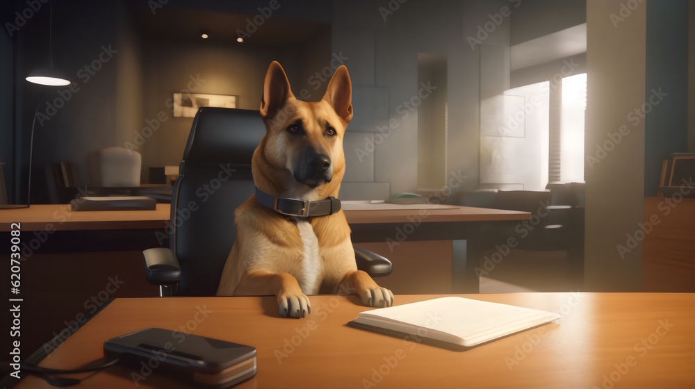 dog wearing formal business suit like a boss in the office: corporate ...