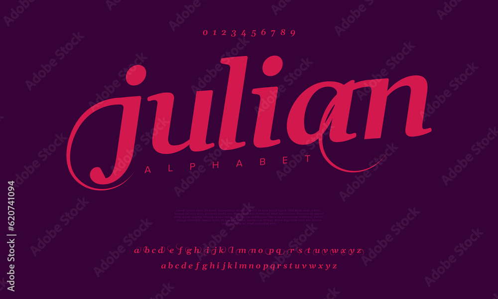 Julian premium luxury elegant alphabet letters and numbers. Elegant ...