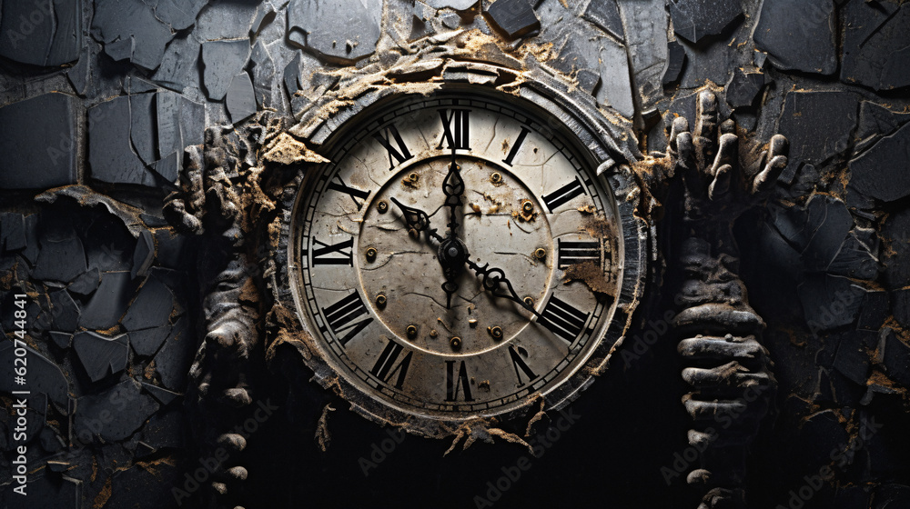 ภาพประกอบสต็อก The Chronological Enigma Unveiled: In the Grim Embrace ...