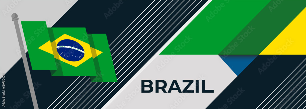 Brazil national day banner with Brazilian flag colors theme background ...