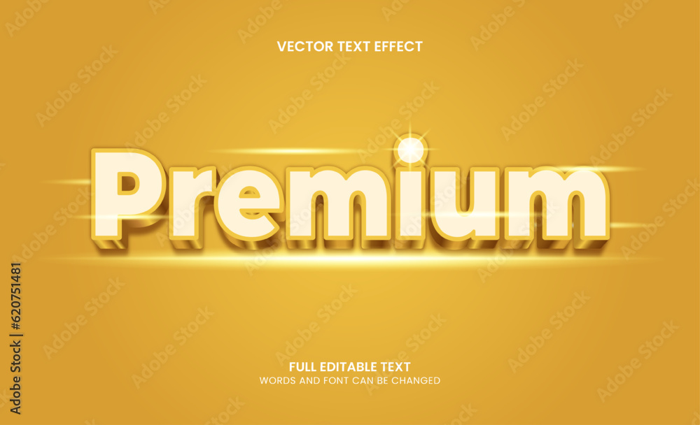 Editable text effect prmium gold 3d text template premium vector Stock Vector | Adobe Stock