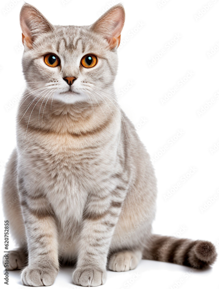American Shorthair cat breed, high resolution, smiling face, on white ...