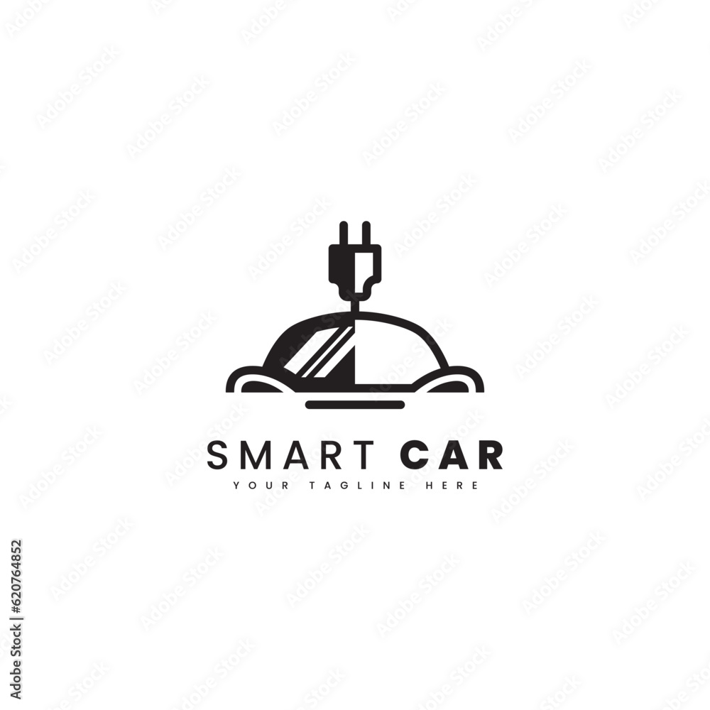 Smart car logo, with a combination of cars and electrical plugs for ...