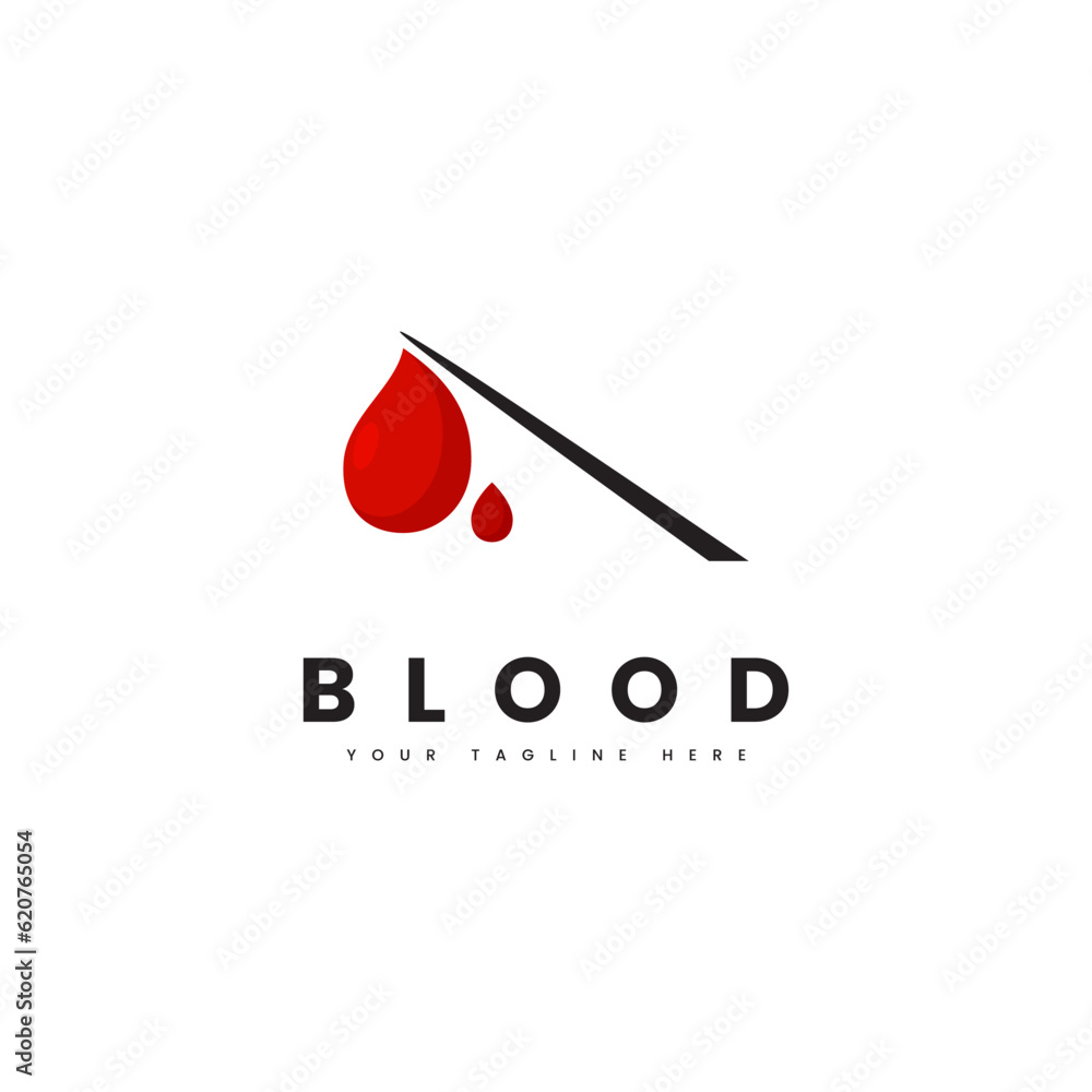 Blood droplet logo. Syringes and blood droplets used for health themed ...