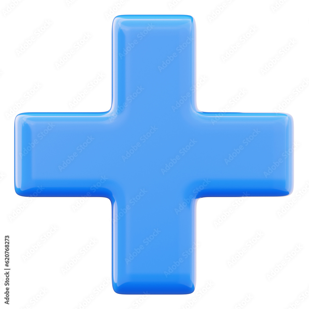 Plus sign cross symbol icon 3d illustration isolated on transparent ...