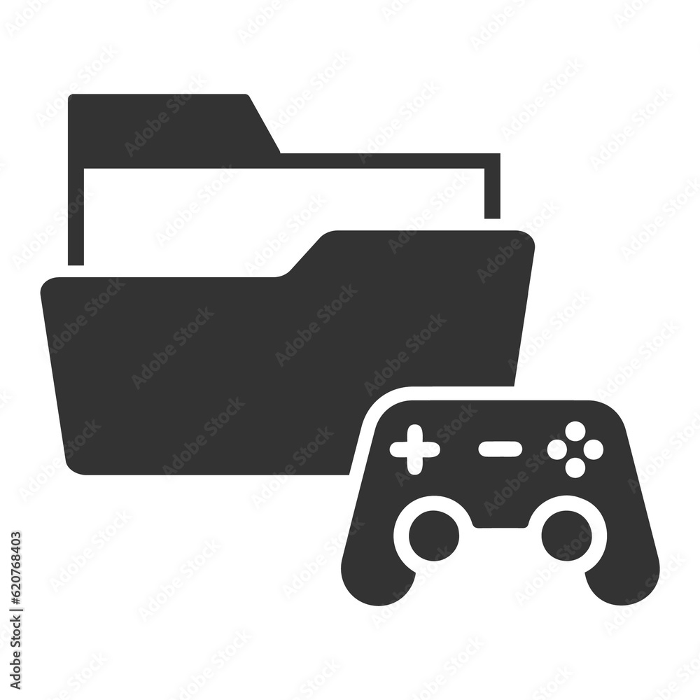 Vector illustration of games folder icon in dark color and transparent ...
