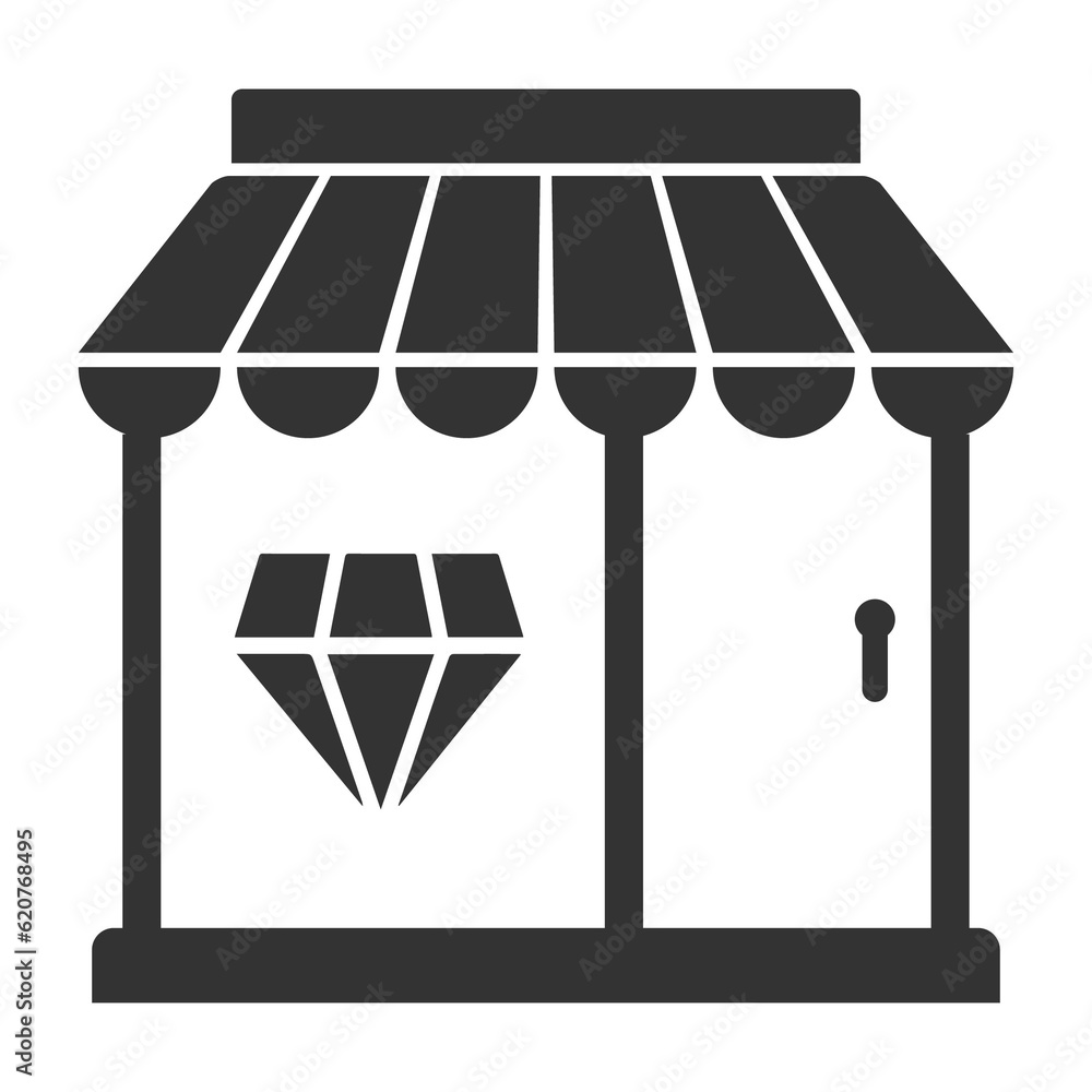 Vector illustration of diamond shop icon in dark color and transparent ...