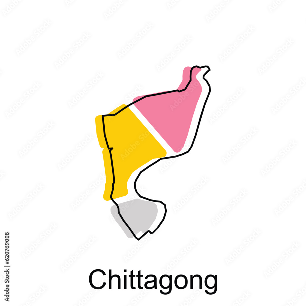 Map of Chittagong colorful geometric illustration design, High detailed ...