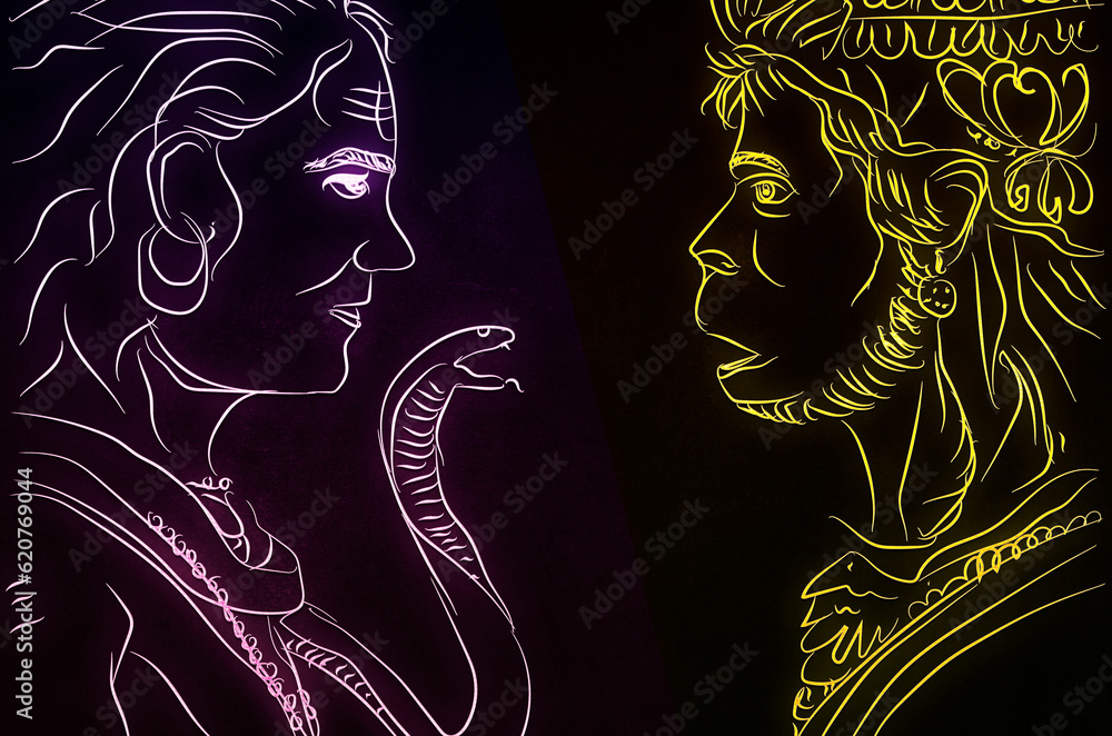 Lord Shiva and Hanuman are two prominent deities in Hinduism Stock ...
