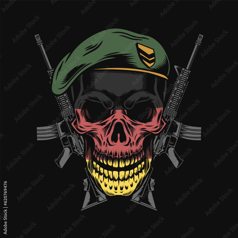 German soldier skull with assault rifle drawing Stock Vector | Adobe Stock