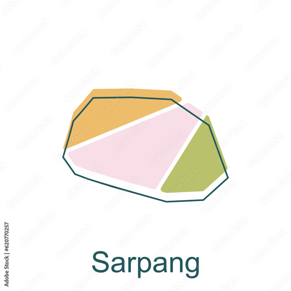 Map of Sarpang geometric line modern design template, illustration ...