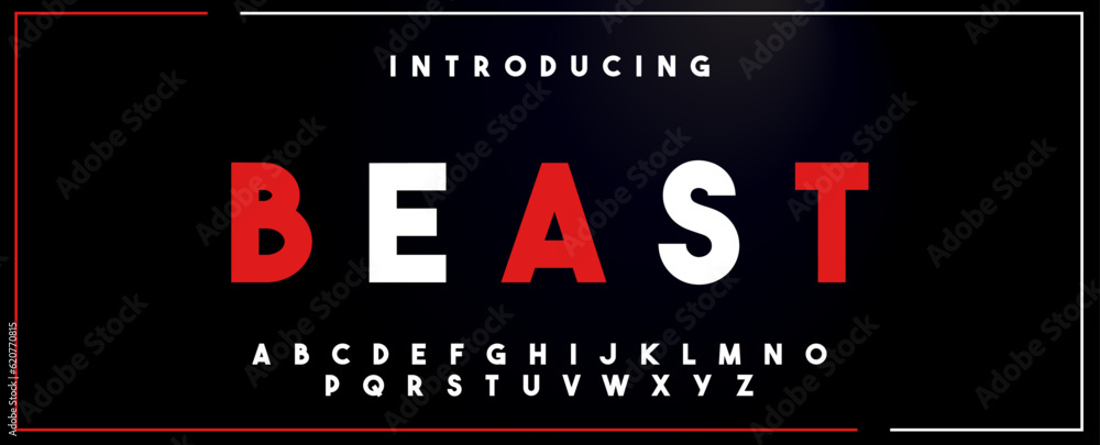 BEAST, Sports minimal tech font letter set. Luxury vector typeface for ...