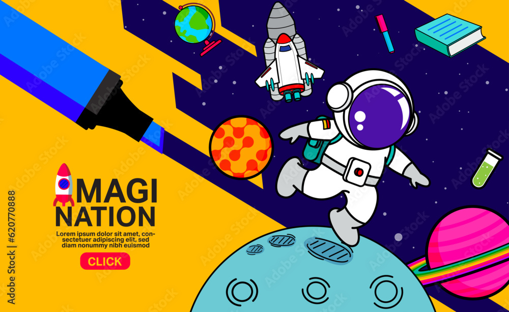Inspiration, back to school, creativity, space banner design, vector ...