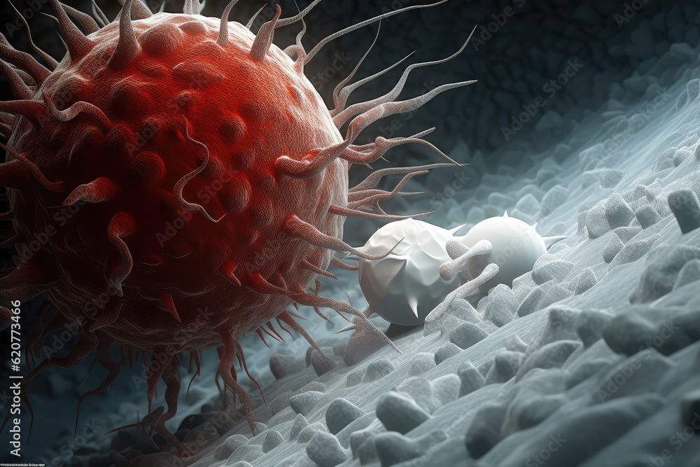 a white blood cell attacking an invading pathogen, generative AI Stock ...
