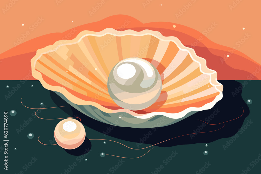 Hand-drawn cartoon Pearl flat art Illustrations in minimalist vector ...
