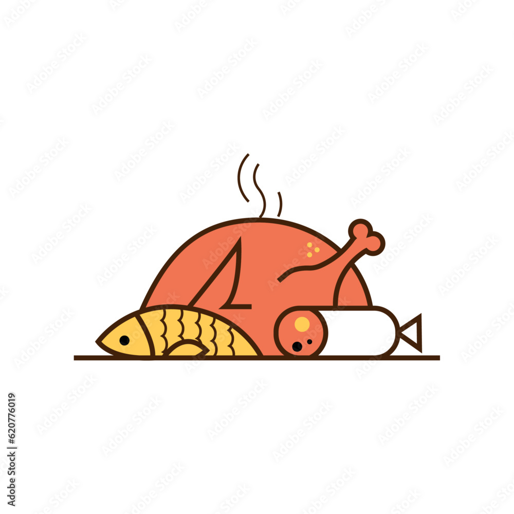 Chicken icon, Poultry symbol, Fish icon, Seafood symbol, BBQ icon ...