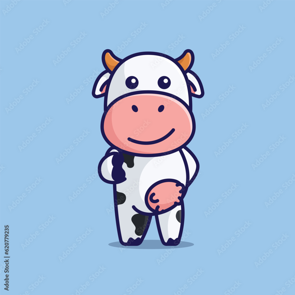 Cute cow thumbs up simple cartoon vector illustration animal nature ...