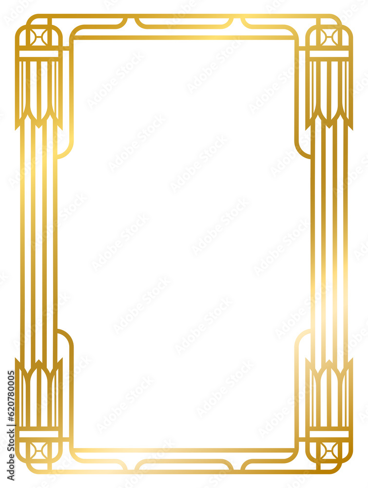 Art Deco gold frame vintage frame line geometric wedding label card ...