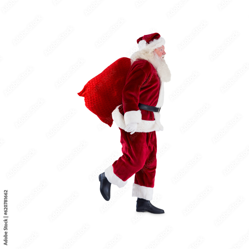 Digital png photo of caucasian santa claus at christmas on transparent ...