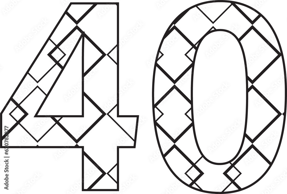 Digital png illustration of black 40 number with pattern on transparent ...
