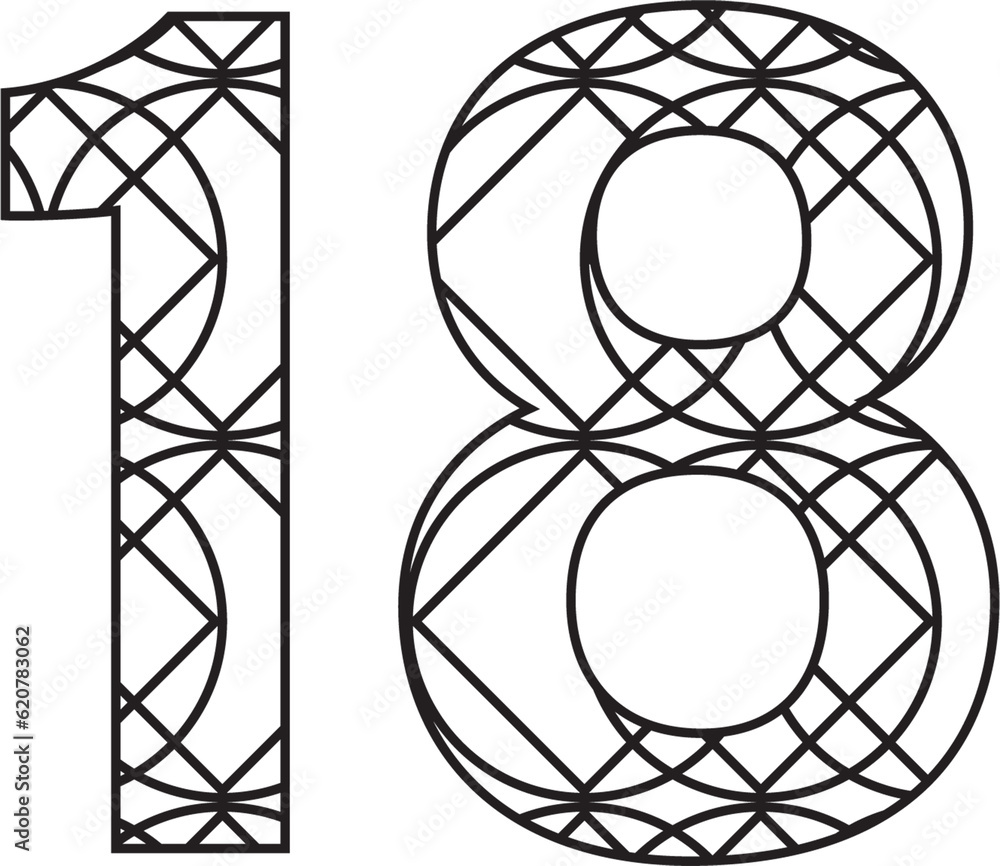 Digital png illustration of black 18 number with pattern on transparent ... Digital png illustration of black 18 number with pattern on transparent ...