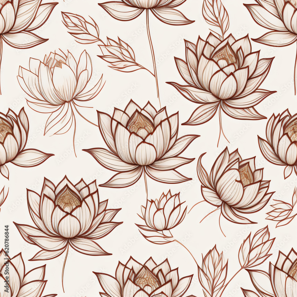 Opulent hand-drawn lotus flowers background . Elegant gradient rose ...