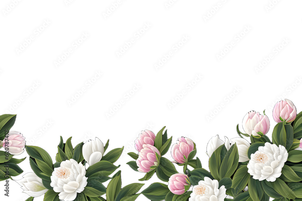 peonies border isolated on transparent background Stock Illustration ...