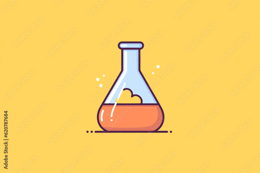 Hand-drawn cartoon Erlenmeyer flask flat art Illustrations in ...