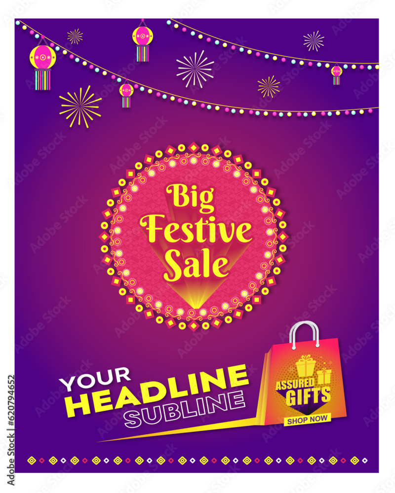 Big Festive Sale Advertisement Template, Indian Festivals, Ad mockup ...