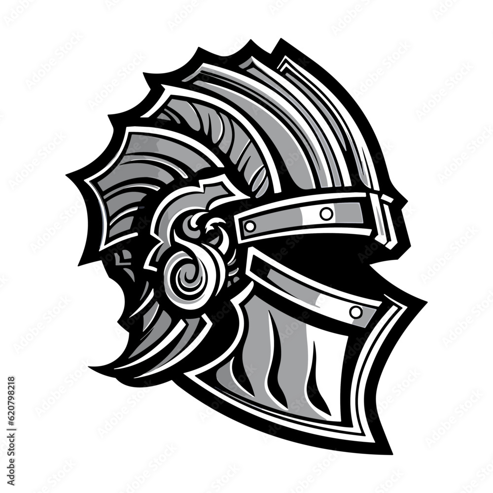 Greek gladiator helmet logo, celtic helmet, vector art, isolated on ...