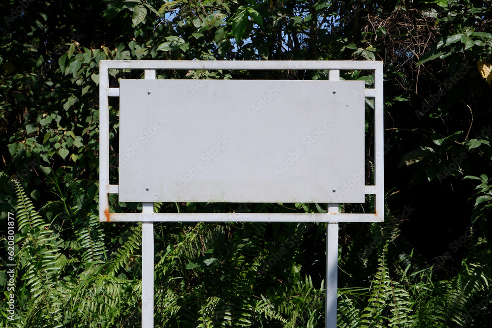 selevtive focus on Realistic white traffic sign on two metal poles ...