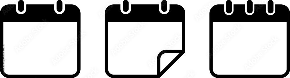 Set of flat icons of empty tear-off sheet pages as reminder of event ...