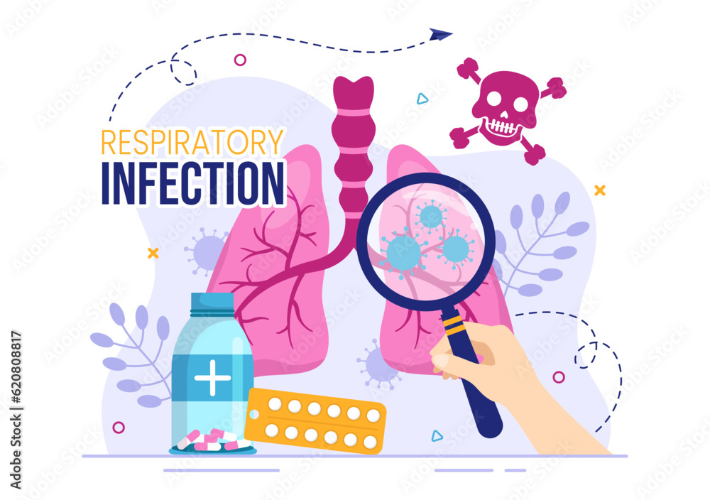 Respiratory Infection Vector Illustration of Inflammation in the Lungs ...