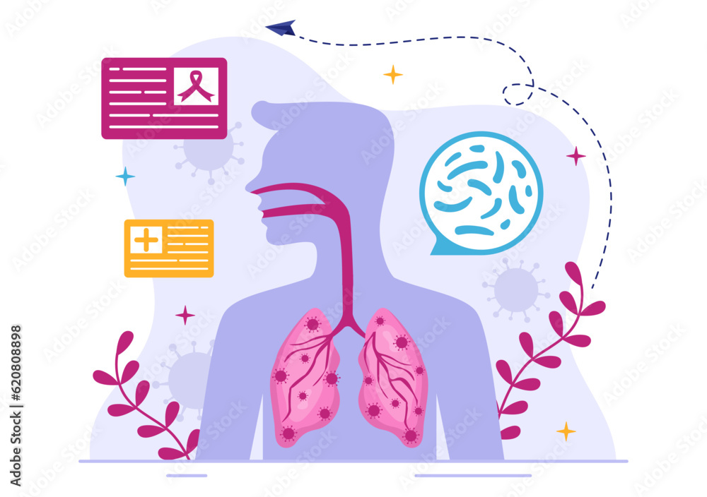 Respiratory Infection Vector Illustration of Inflammation in the Lungs ...