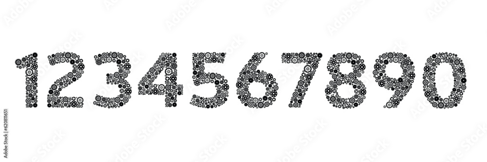 Mechanical black font. Vintage steampunk number for logo and text ...