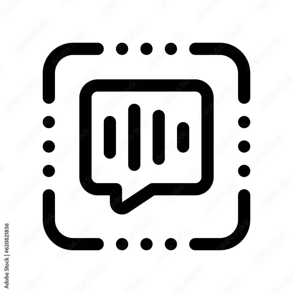 Editable speech recognition, voice scan vector icon. AI technology ...