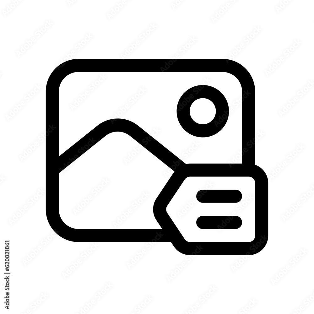 Editable image tagging, tag vector icon. AI technology, artificial ...