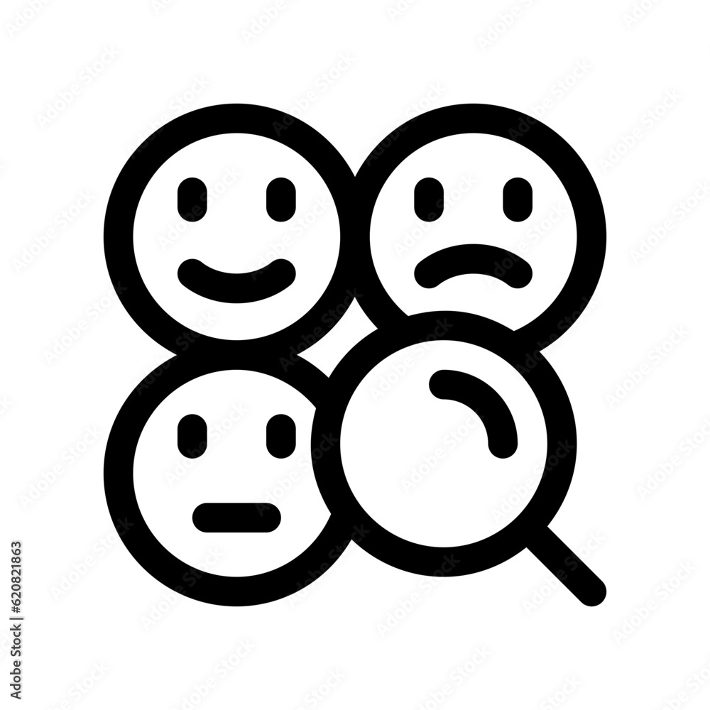 Editable sentiment analysis, emotion vector icon. AI technology ...