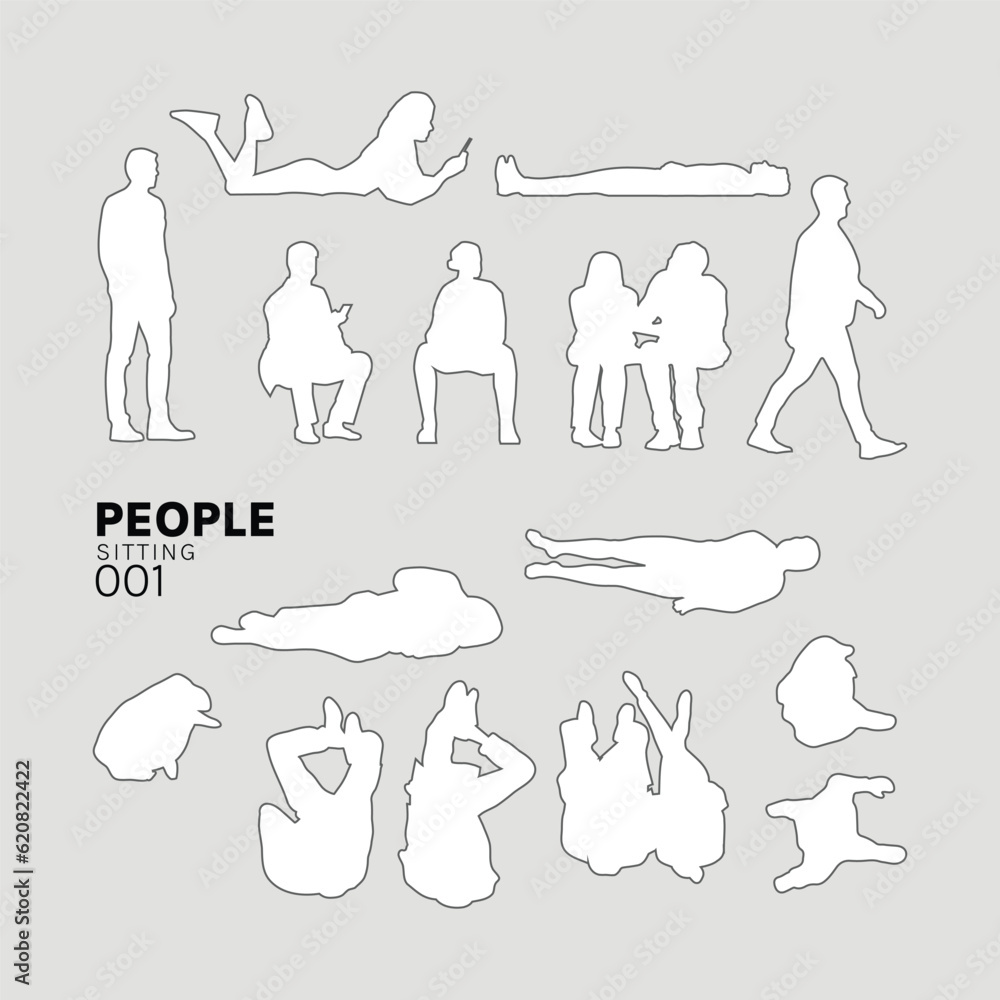 Architectural Drawings women, men, people vector relax illustration ...