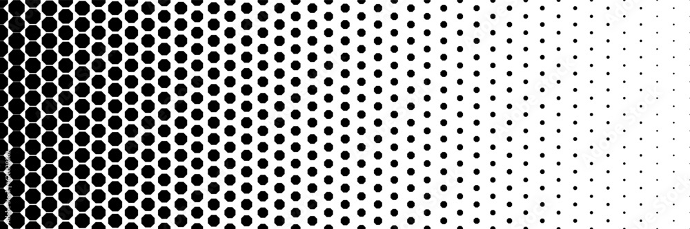 horizontal black halftone of octagon design for pattern and background ...