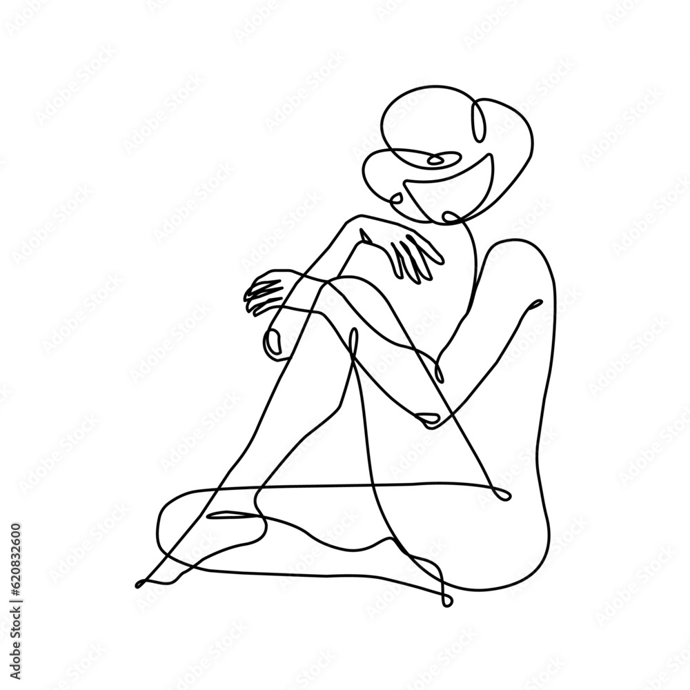 Woman Body With Flower Line Drawing Female Figure Creative