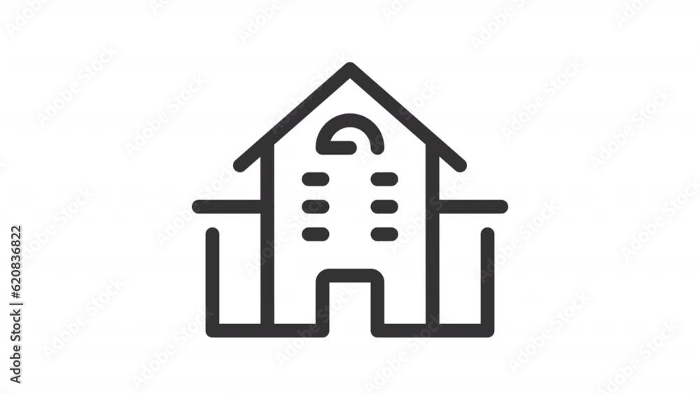 School animated icon. Academic building line animation. Bouncing motion ...
