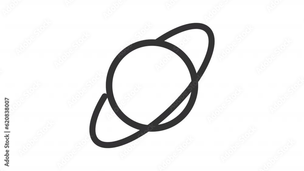 Saturn planet animated icon. Ring system line animation. Planetary ...