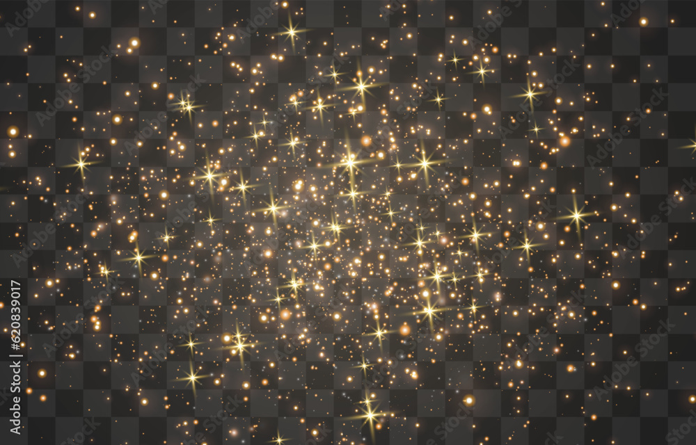 Magical light dust, dusty shine. Flying particles of light. Christmas ...