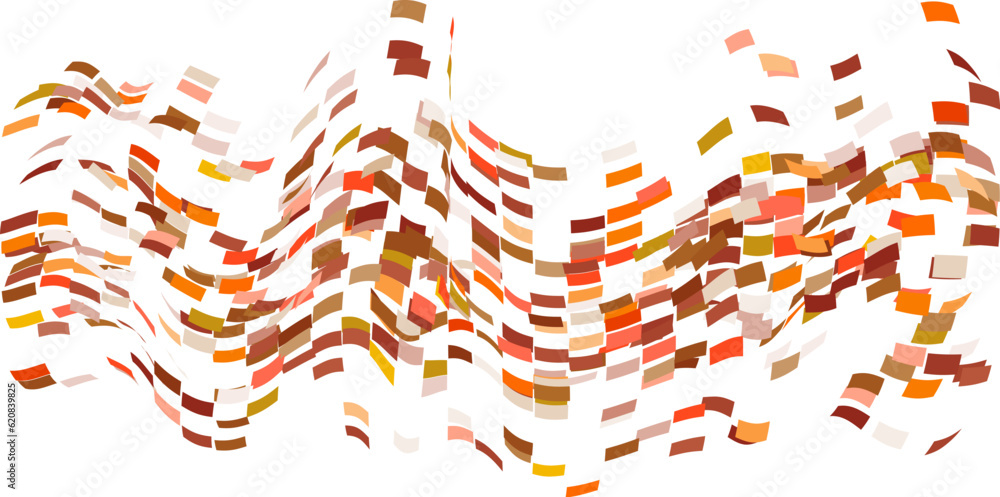 Scattered square particles ornament. Mosaic flight wind. Windy ...