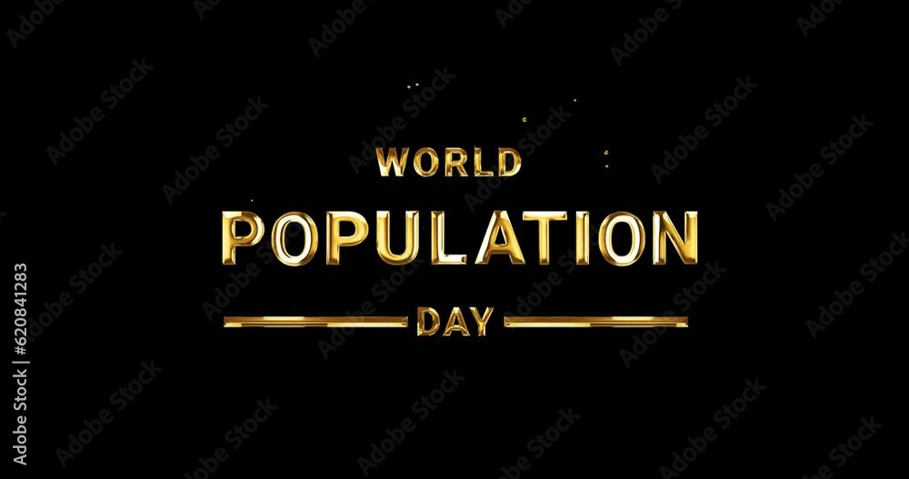 World Population Day lettering text animation. Handwritten Text in gold ...