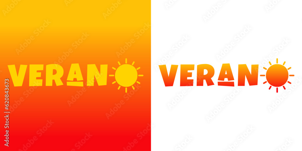 Logo vacaciones de verano. Letras de la palabra Verano en español con ...
